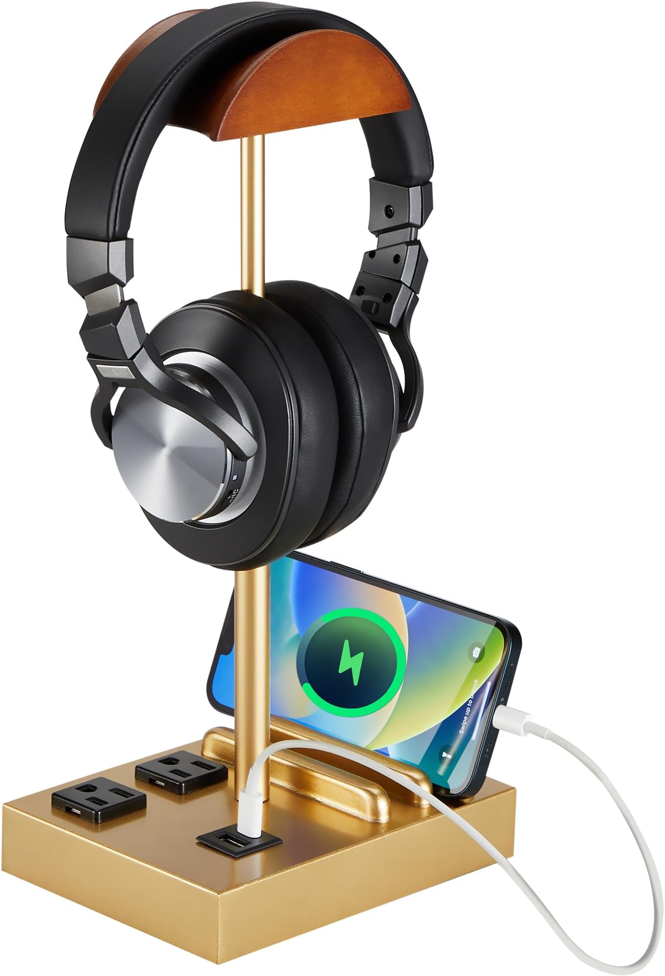 Amazon.com: KAFRI Dual Headphone Stand with USB Charger Desk Gaming ...