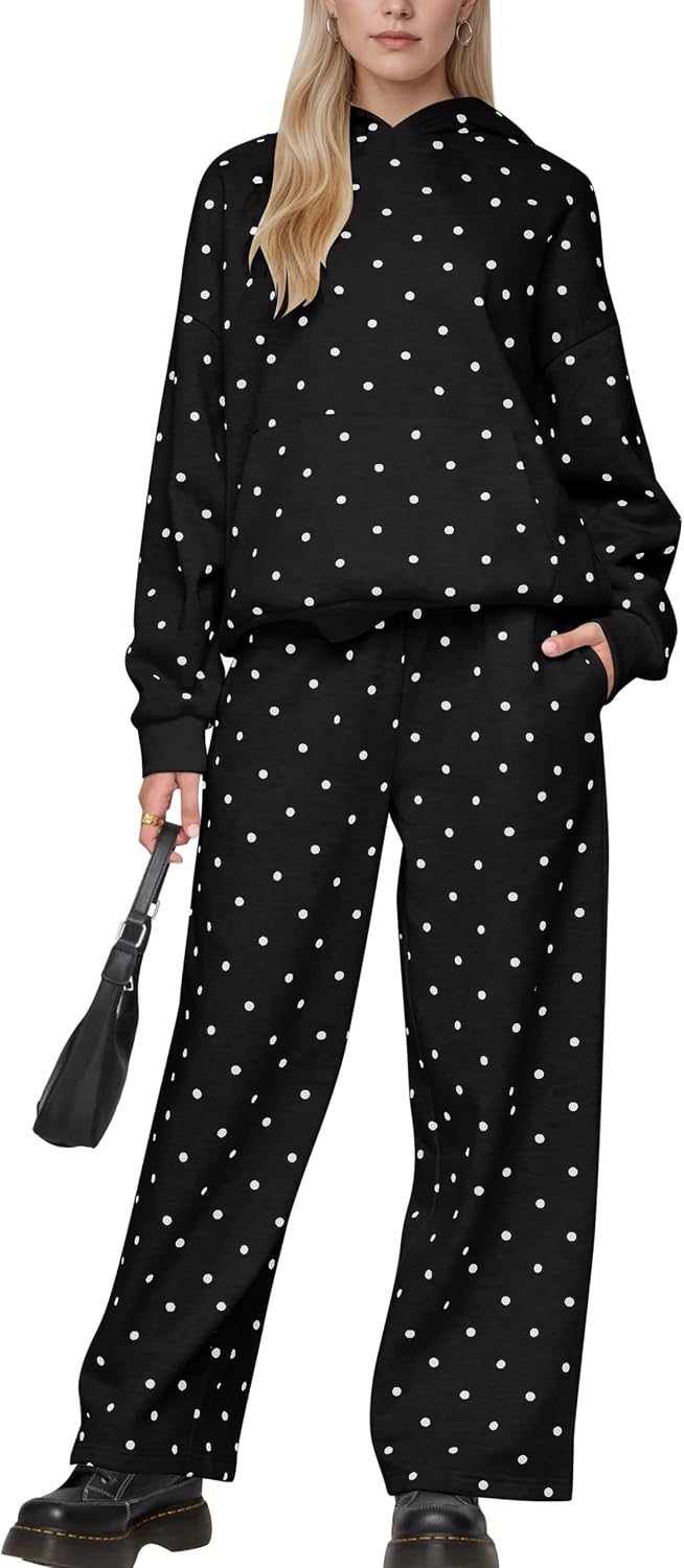 Amazon.com: Slihlound Polka Dot Matching Sweat Sets for Women Oversized ...