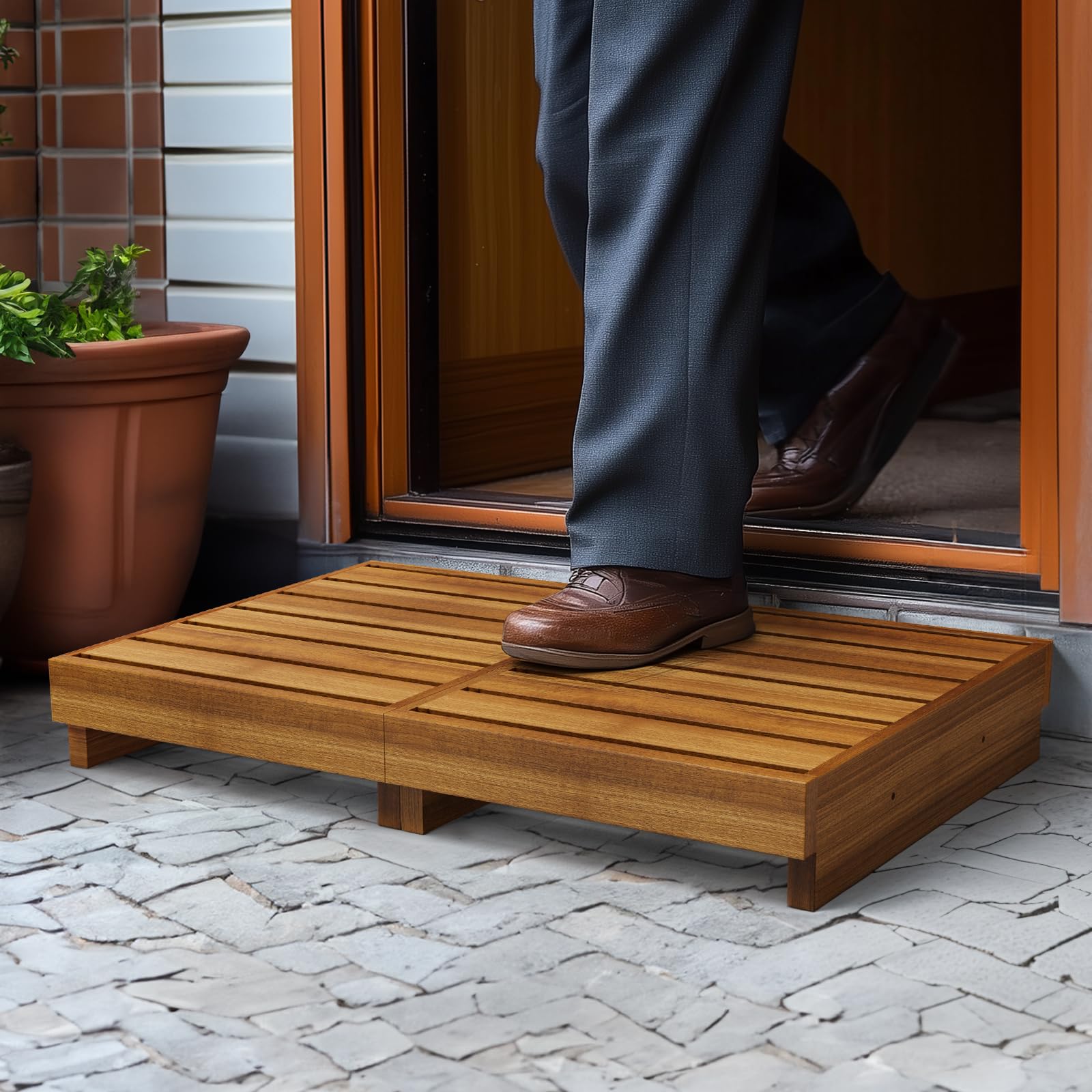 Amazon.com: Wooden Step Stool, 3.5" One Step Stool, Non-Slip Outdoor ...