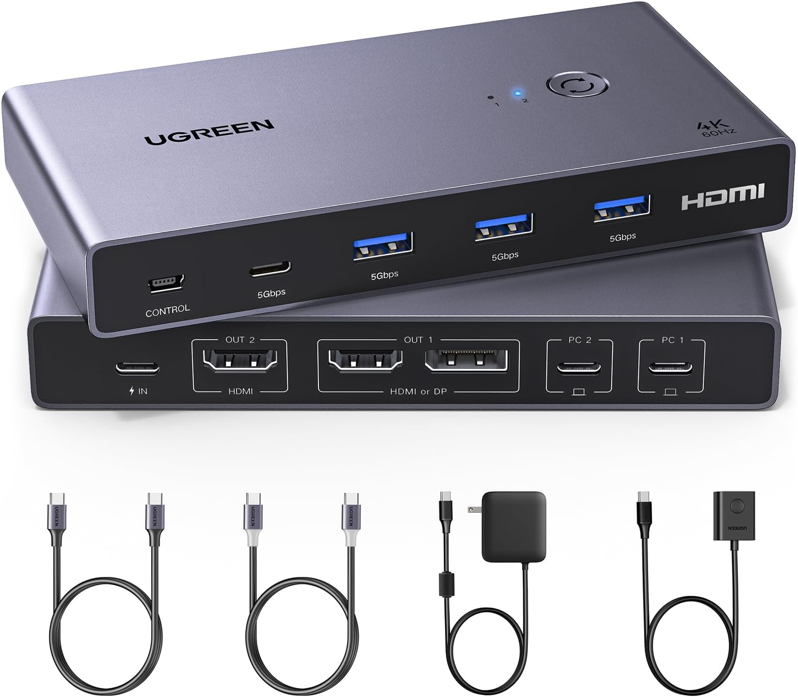 Amazon.com: StarTech.com 2 Port USB C KVM Switch - 4K 60Hz HDMI ...