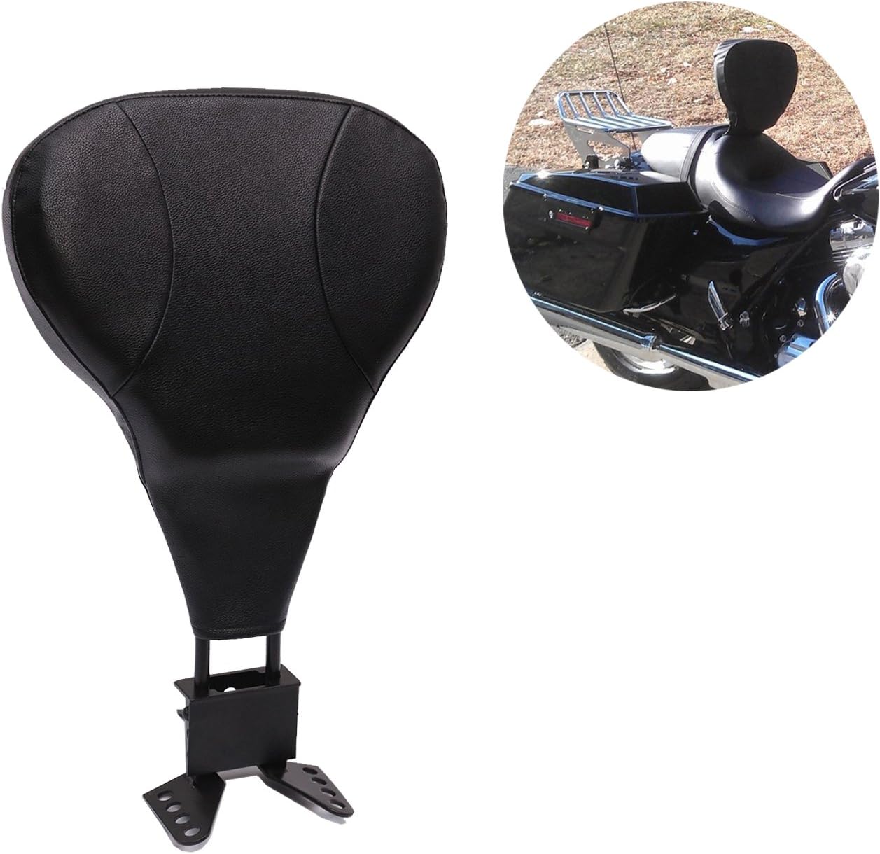 Amazon.com: INNOGLOW Motorcycle Backrest Pad Black PU Detachable ...