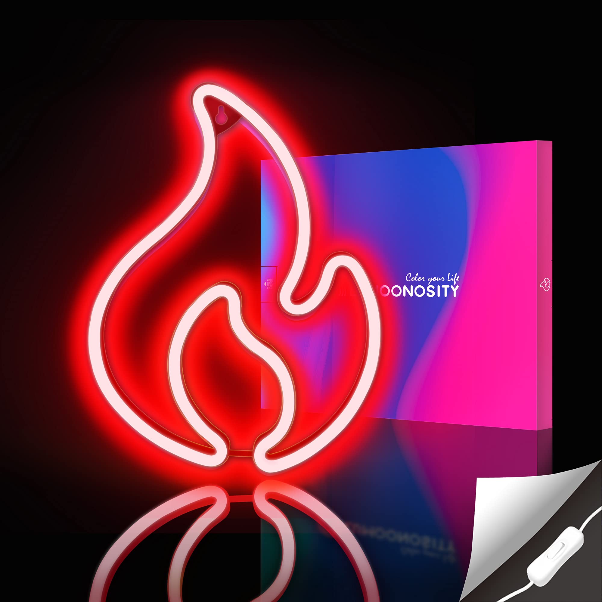Snapklik.com : Lumoonosity Flame Neon Sign, USB Powered Red Flame Neon ...
