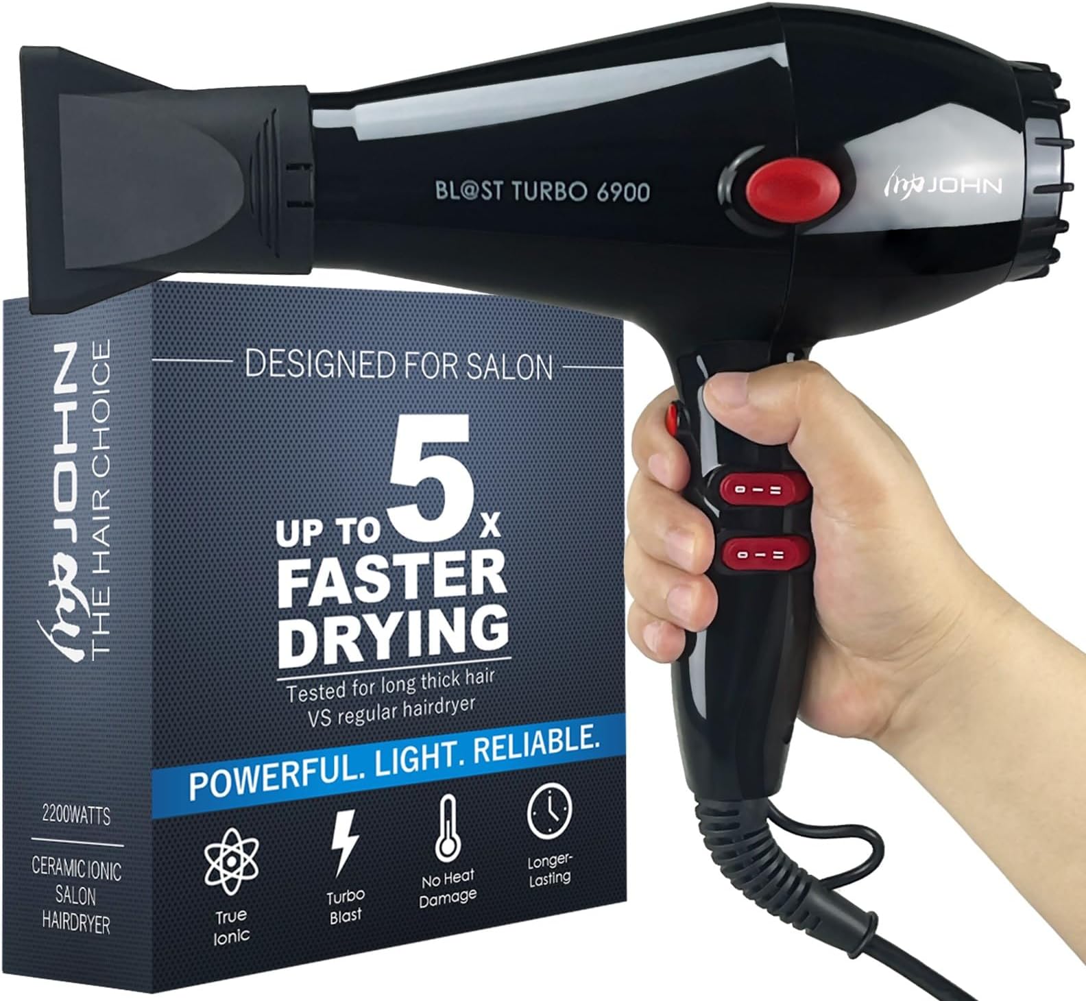 Amazon.com : JOHN Super Fast Drying Hair Dryer, Ionic 2200W ...