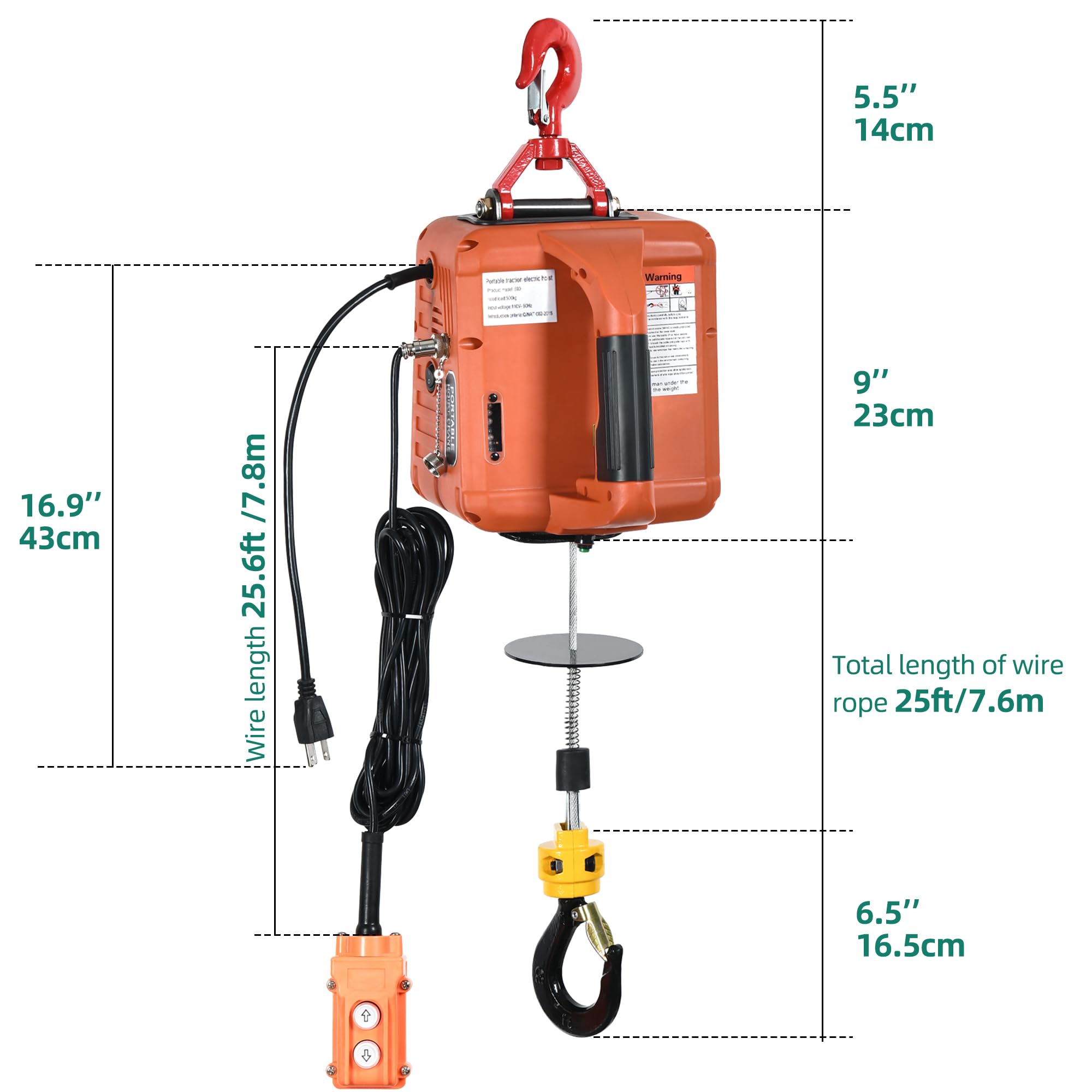 Snapklik.com : YITAHOME 3 In 1 Portable Electric Hoist Winch 1100LBS ...