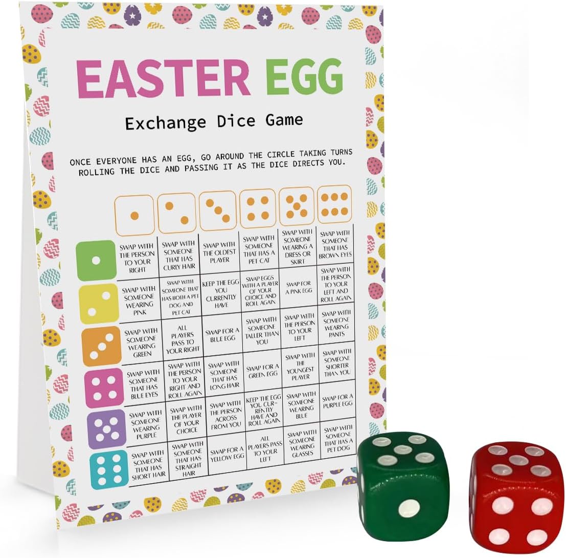Amazon.com: BEUFSE Easter Egg Dice Game, Egg Exchange Game with Two ...