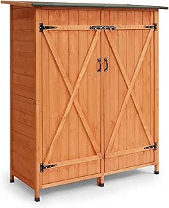 Amazon.com : DNYKER Outdoor Storage Shed, 63“ Wood Garden Sheds with ...