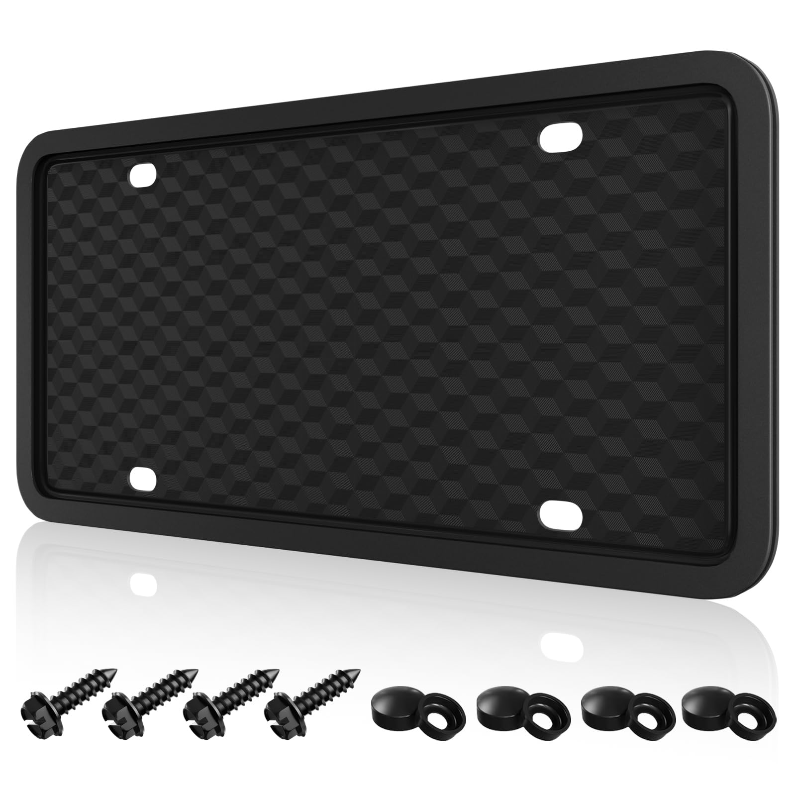 Amazon.com: Podestaa 1 Pack License Plate Frames, TPU Black Car Licence ...