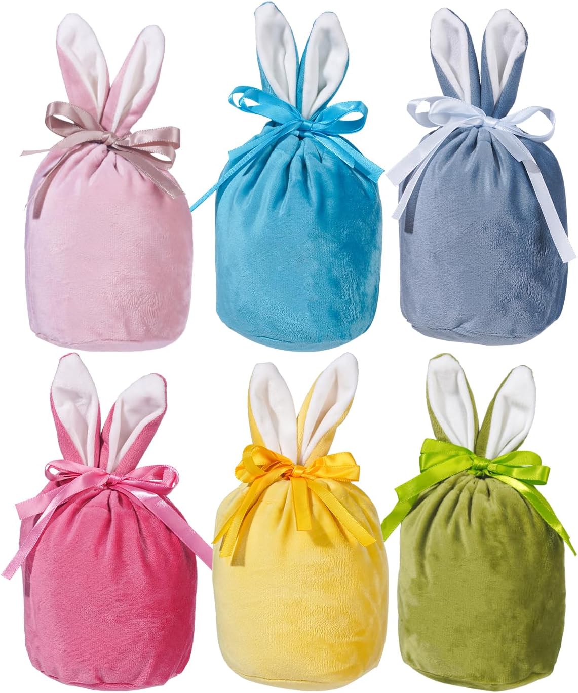Amazon.com: Liobelon 6 Pieces Easter Bunny Gift Bags Velvet Drawstring ...