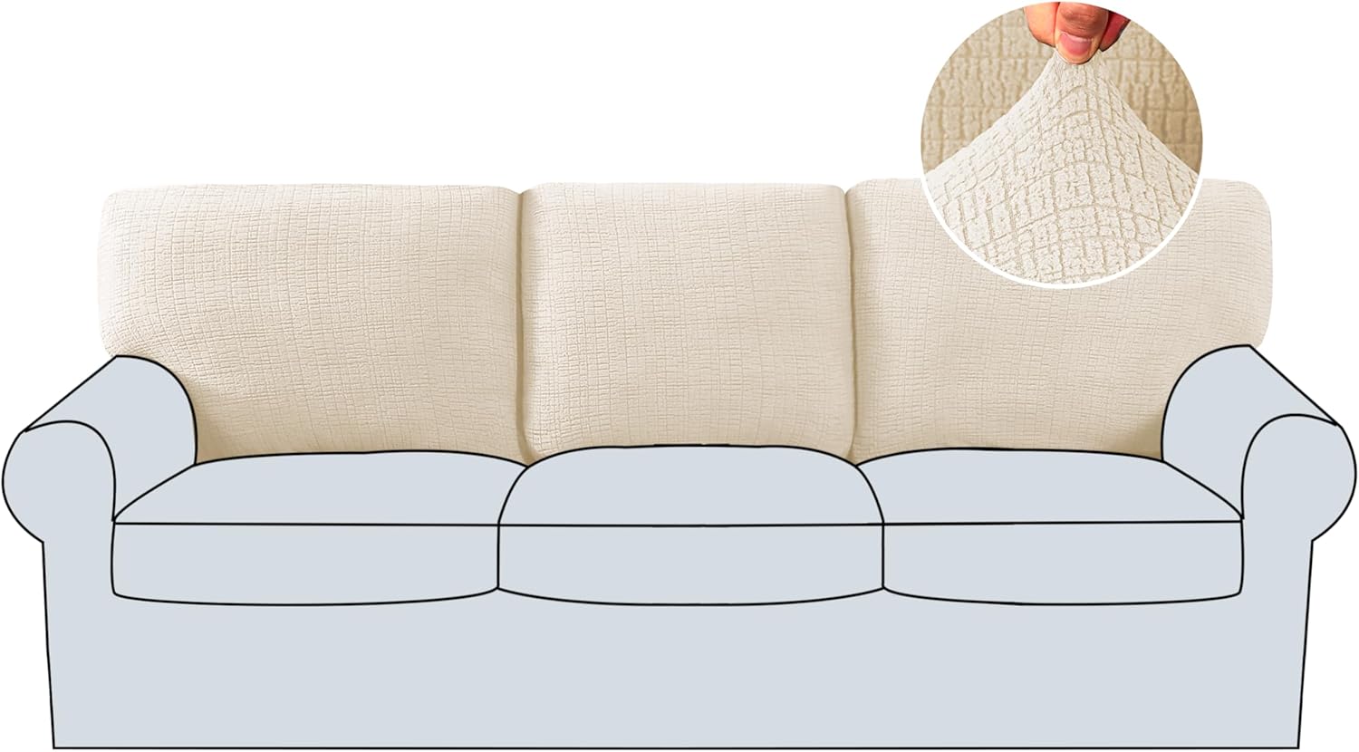 Amazon.com: H.VERSAILTEX Jacquard Couch Cushion Covers High Stretch ...