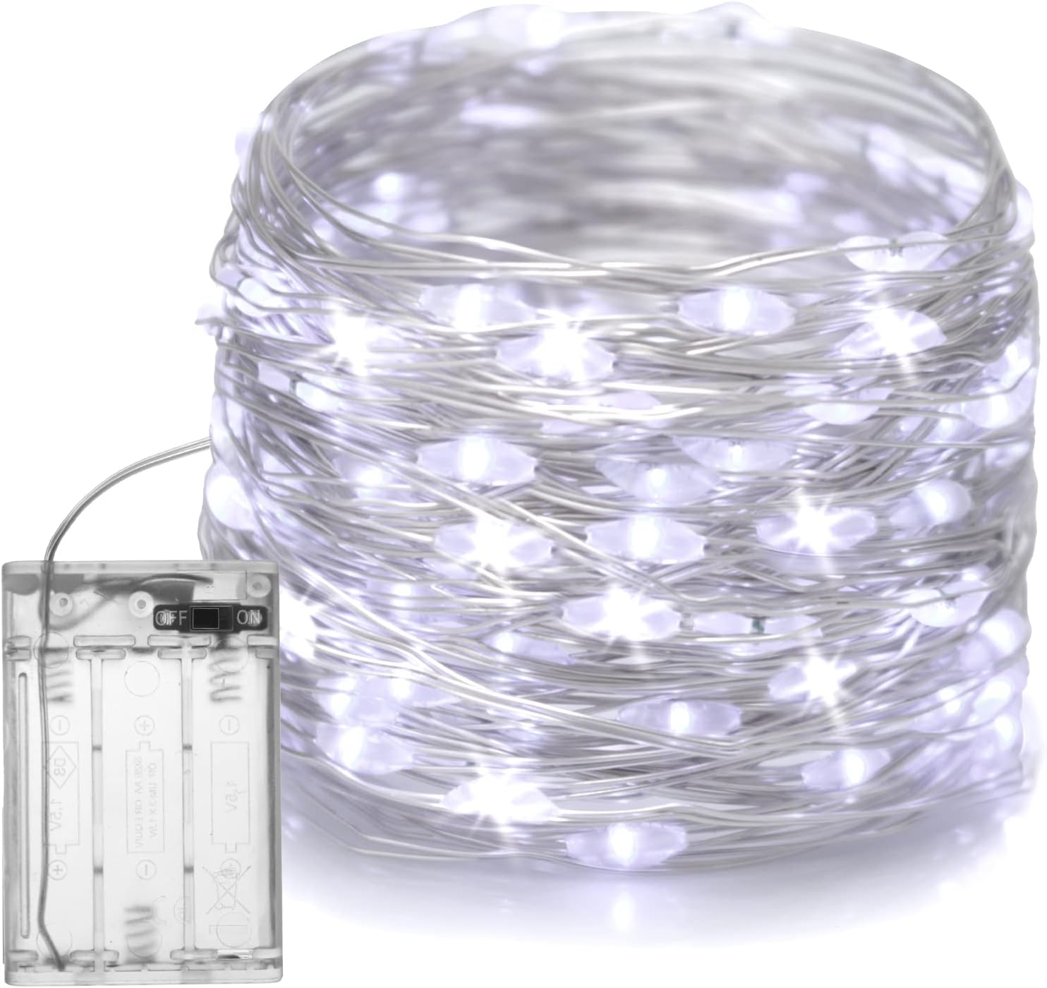 Fairy Christmas LED String Light Battery Operated, 10M / 100LED White ...