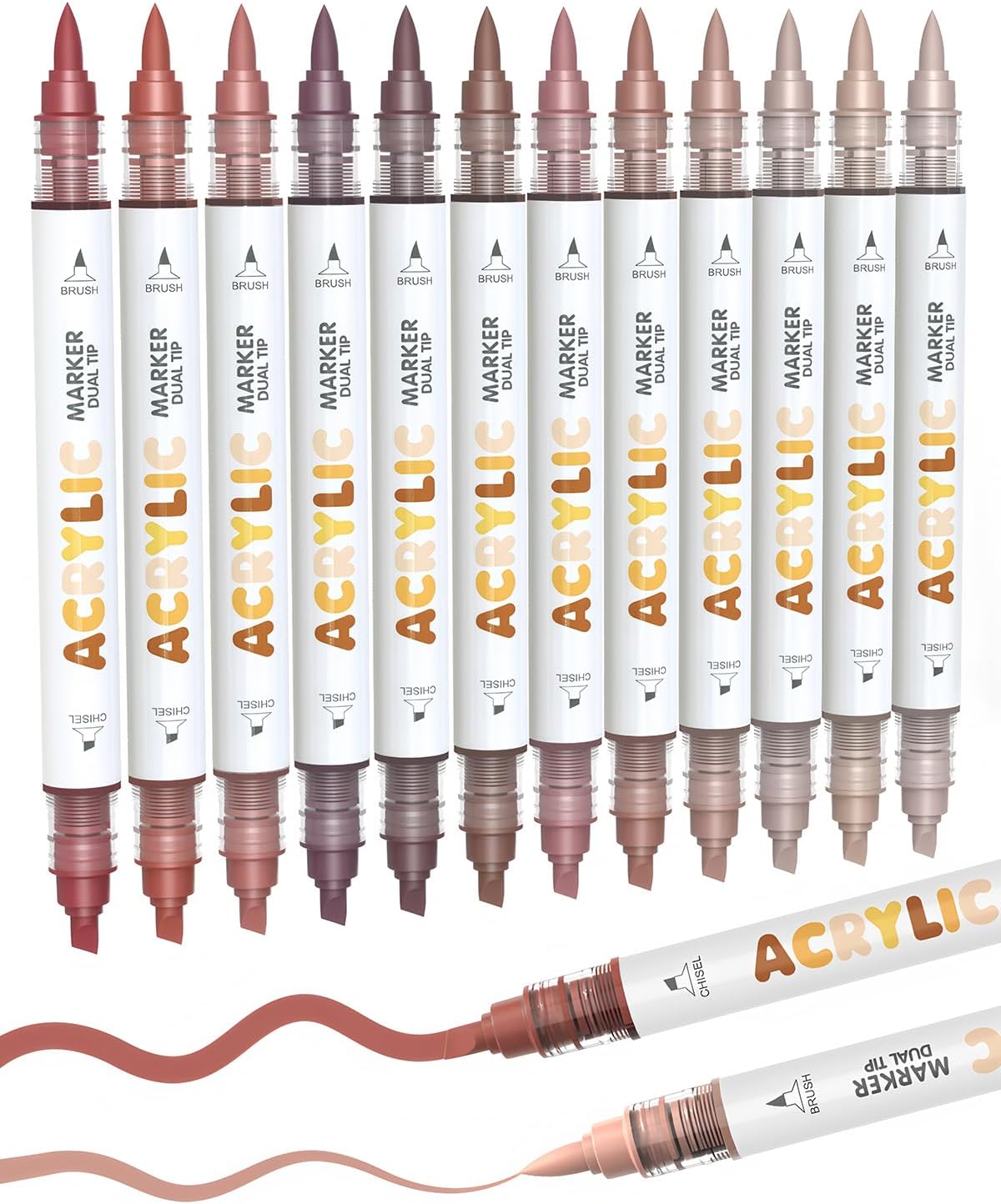 Amazon.com: Guangna 12 Red Brown Dual Tip Acrylic Paint Markers, Brush ...