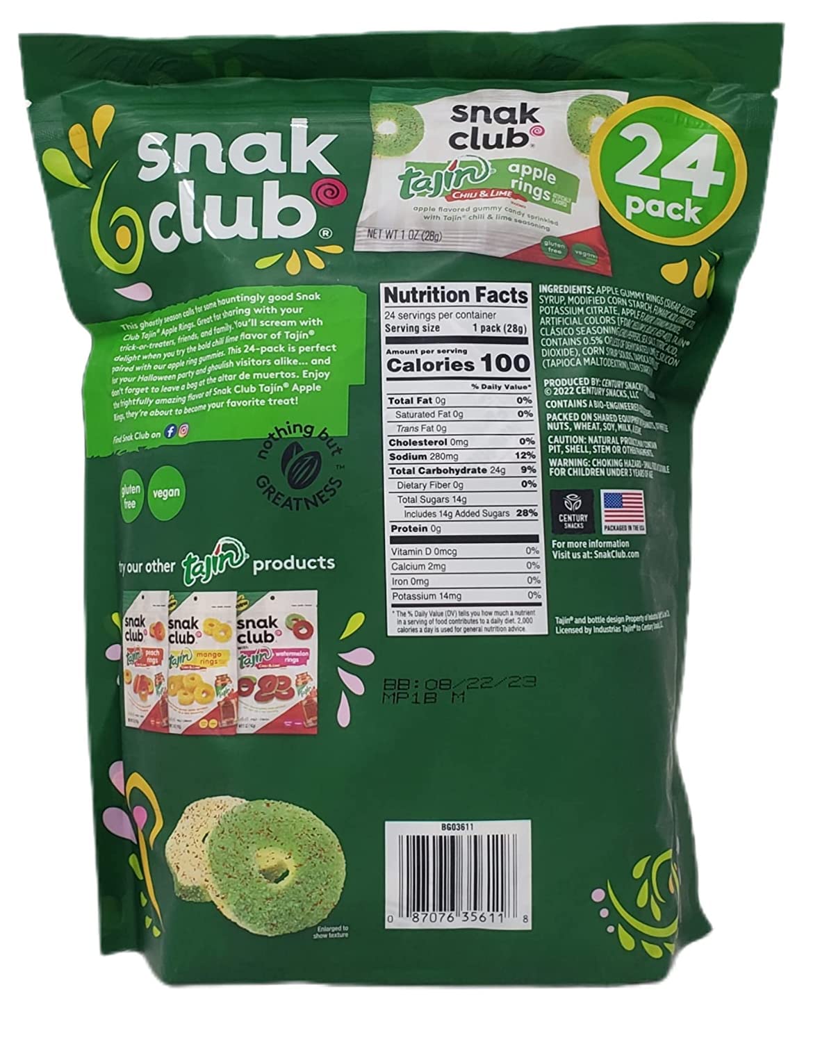 Snak Club Tajin Apple Rings – Snack de caramelo de gomitas sazonadas ...