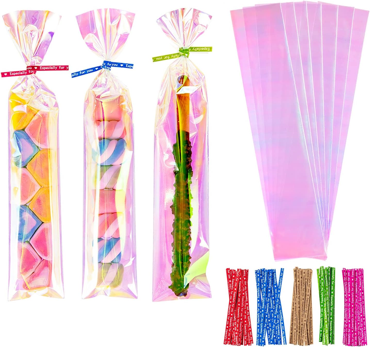 Amazon.com: 100pcs 3" x 12" Long Adhesive Cello Bags Crystal Sealed ...