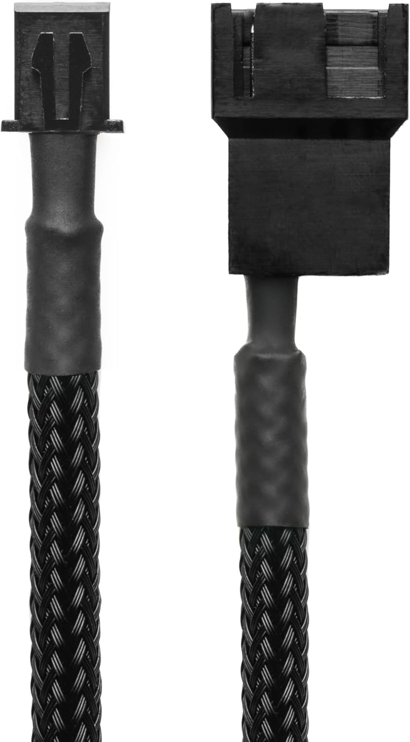 CRJ Mini 2-Pin Fan Adapter Cables (2-Pack) - 4-inch (10cm), Black ...