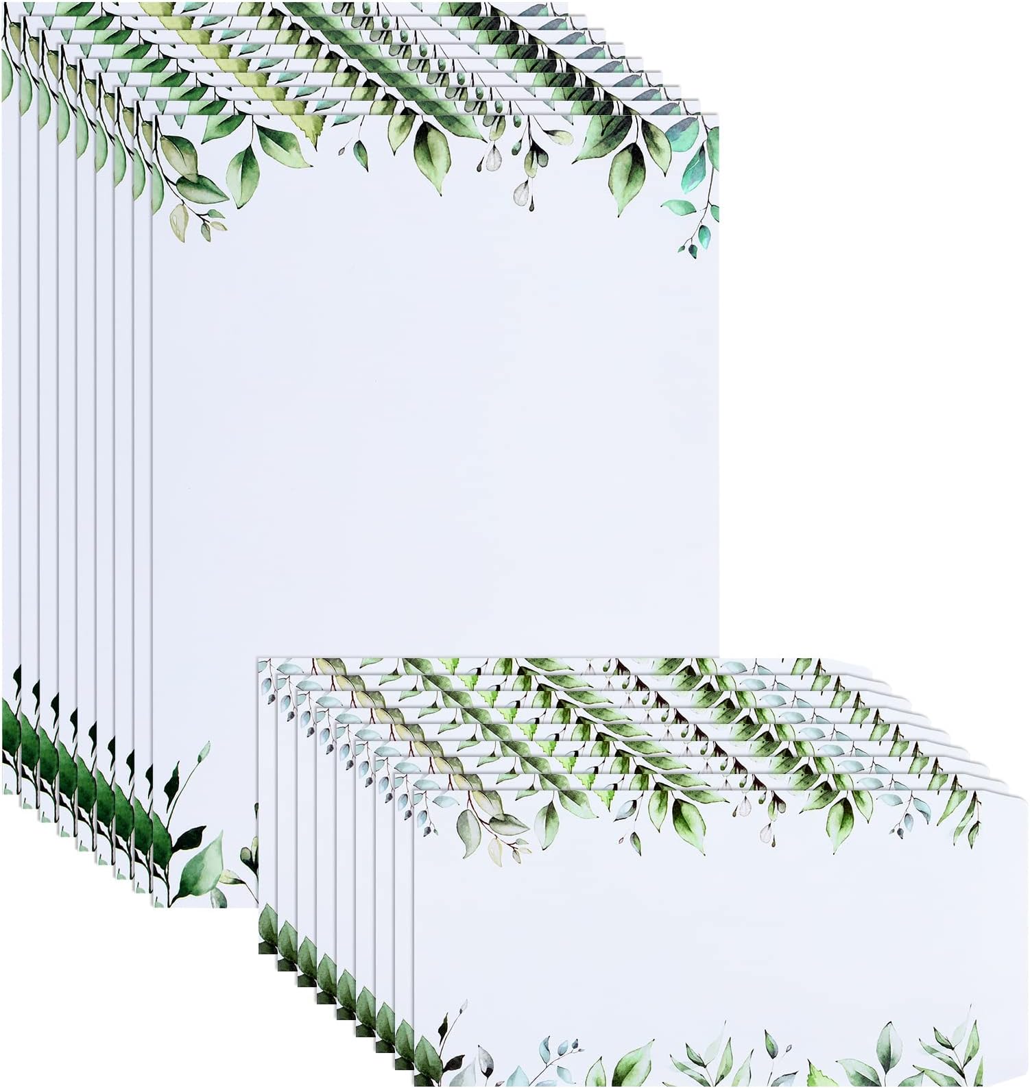 Amazon.com : 200 Pcs Leaf Theme Stationery Paper Set 100 Greenery ...