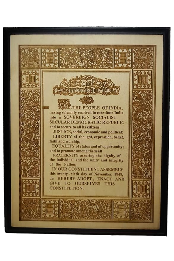 Buy Digital Kings Preamble of Indian Constitution carved in wood I ...