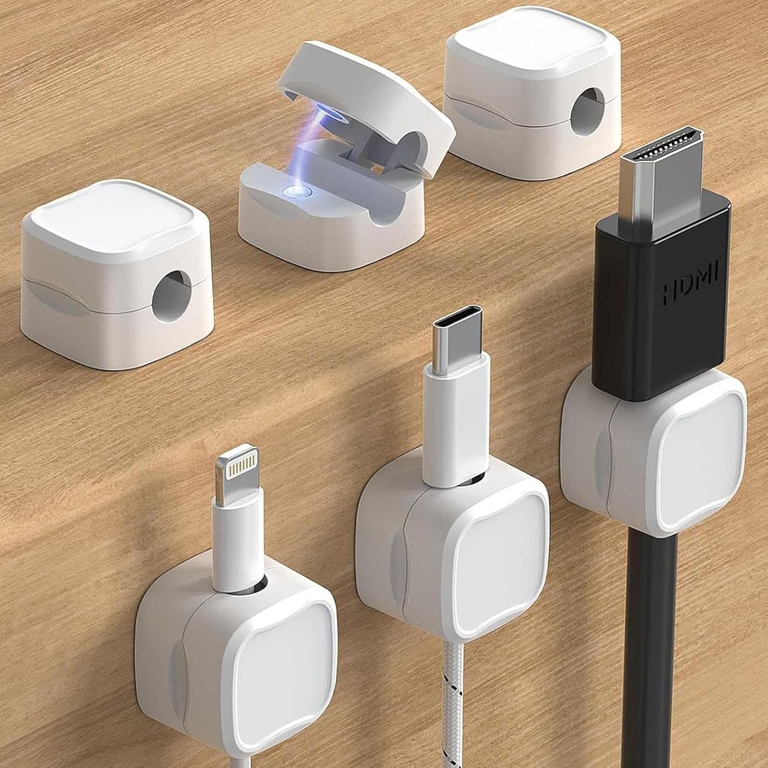6 Pack Magnetic Cable Clips, Cord Organizer Holder, Under Desk Cable ...