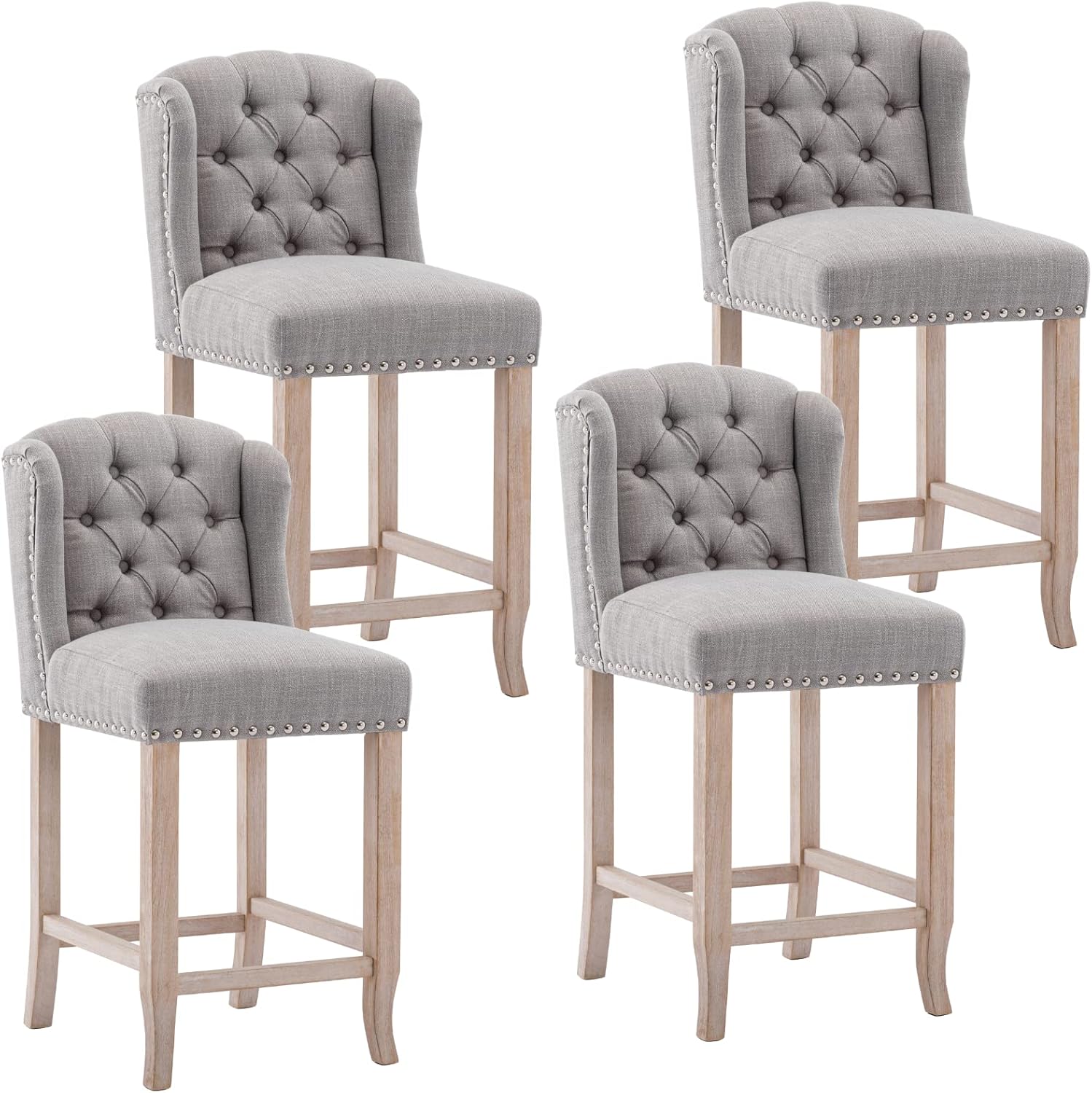 Amazon.com: LukeAlon Modern 26" Linen Counter Height Stools Set of 4 ...