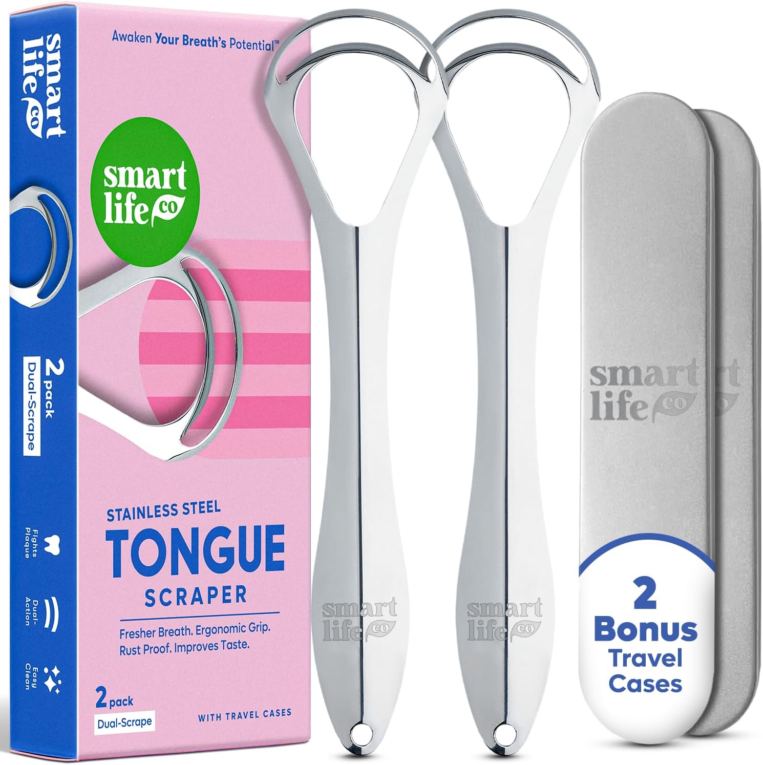 Amazon.com : Metal Tounge Scraper Cleaner Silver - Tongue Scraper ...