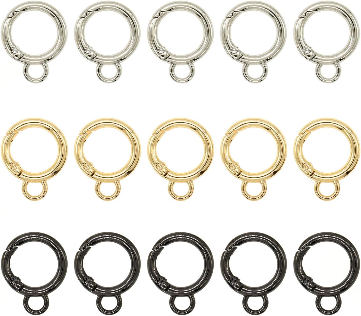 Amazon.com: 15 Pieces Spring Snap Clips Round Clip, 3 Colors O Rings ...