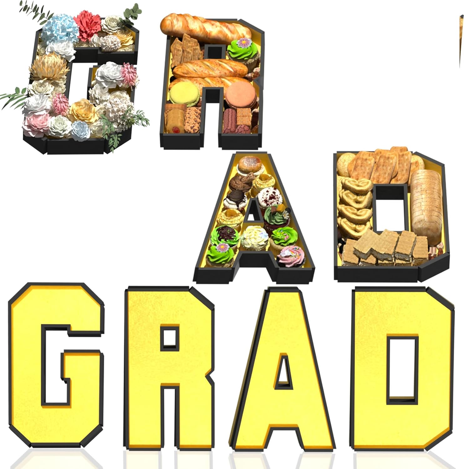 Amazon.com: GRAD Set Cardboard Letter for Charcuterie Gold Graduation ...