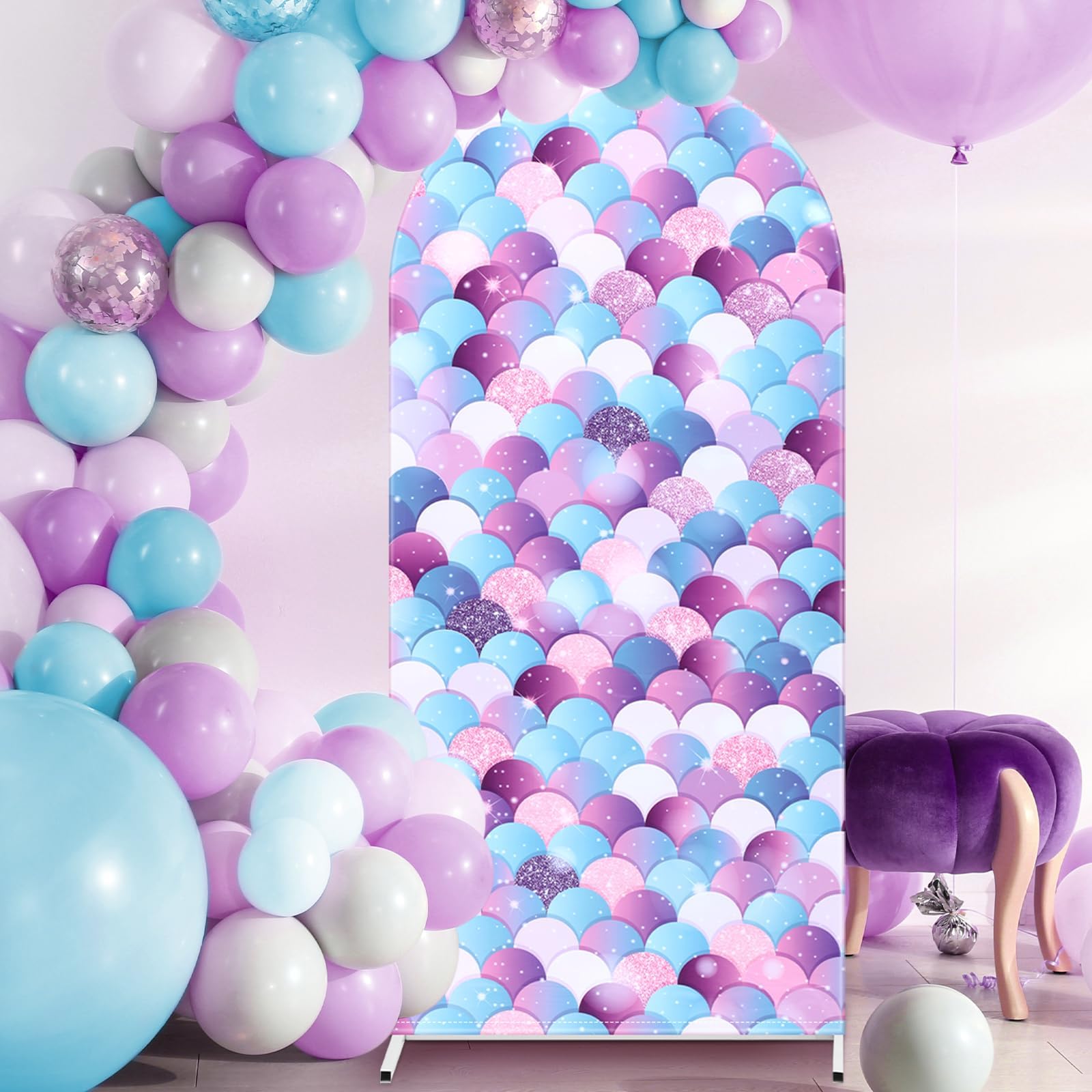 Amazon.com: AOFOTO 7x7ft Mermaid Scales Round Backdrop Cover Fabric for ...
