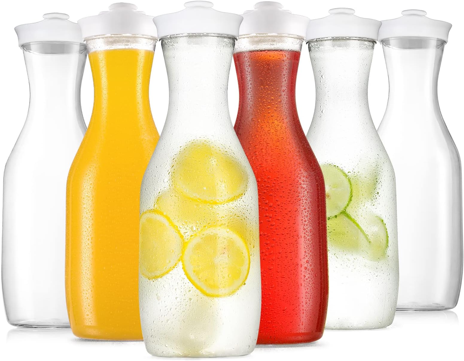 Amazon.com: Skylety 16 Pcs 50 oz Clear Water Carafe with Flip Top Lid ...