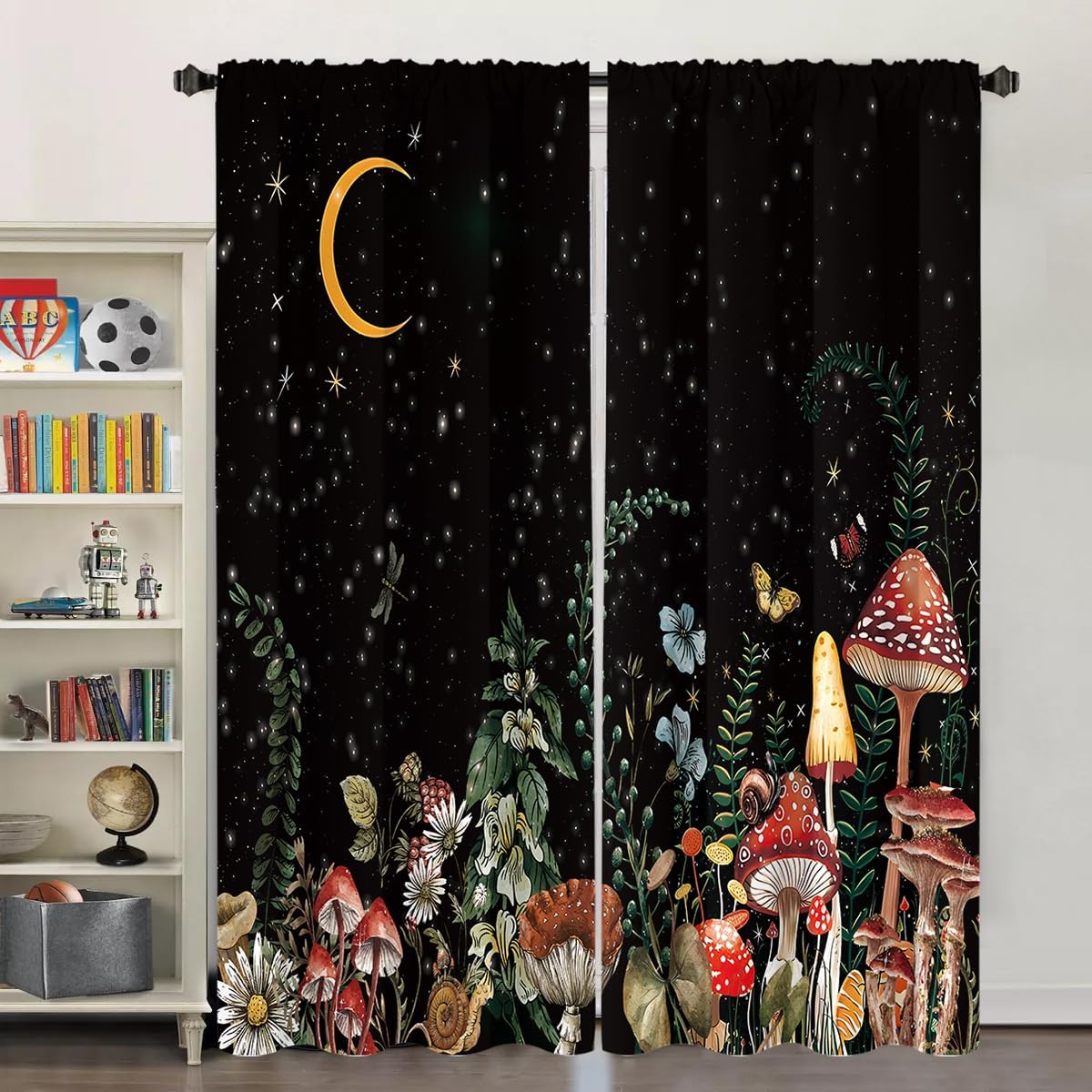 Amazon.com: Miyotaa Mushroom Fairy Window Curtains 2 Panels 52W x 84H ...