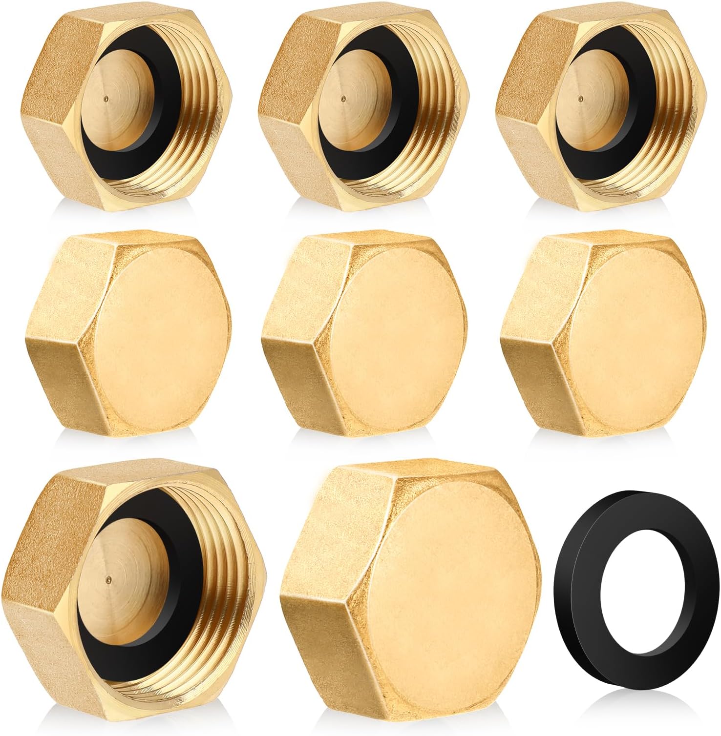 16Pcs Hex Brass Thread Plugs Set, 1/8" 1/4" 3/8" 1/2" Male and Female ...