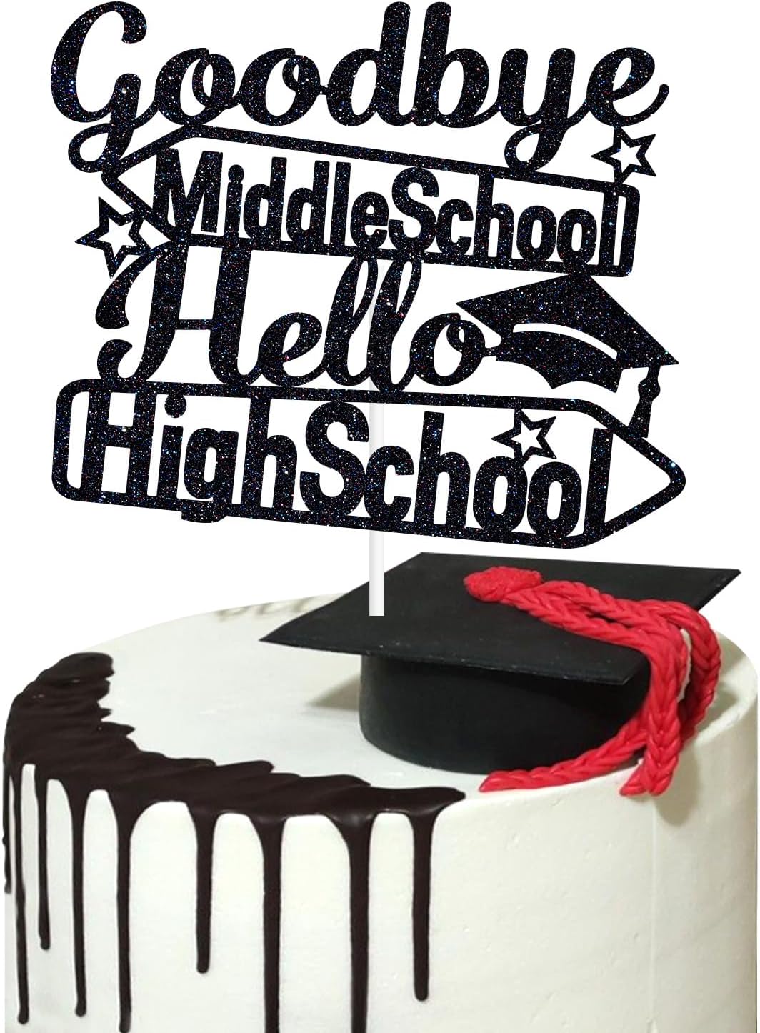 Amazon.com: Goodbye Middle School Hello High SChool Cake Topper, Level ...
