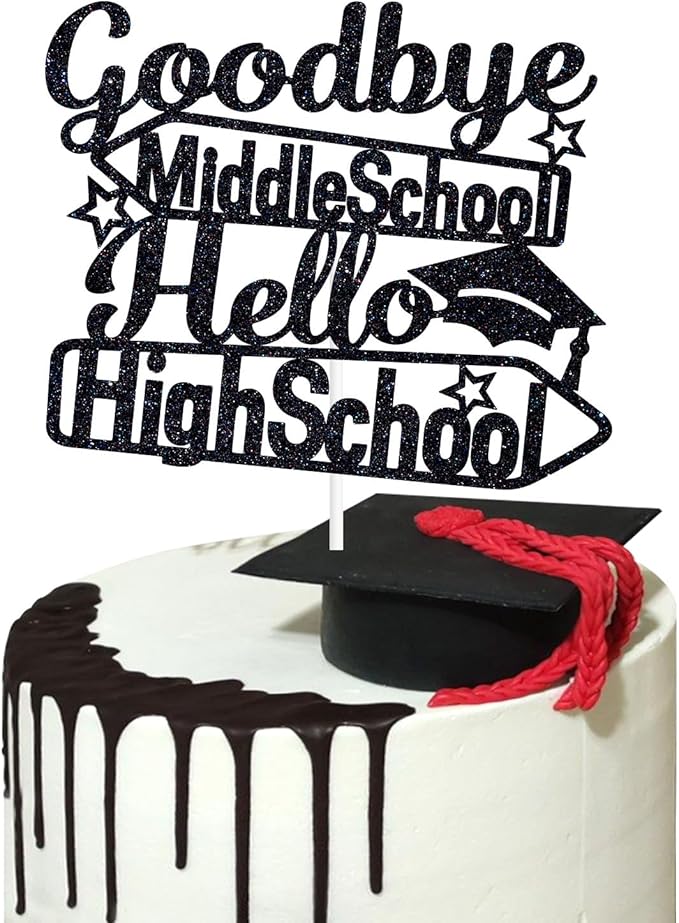 Amazon.com: Goodbye Middle School Hello High SChool Cake Topper, Level ...