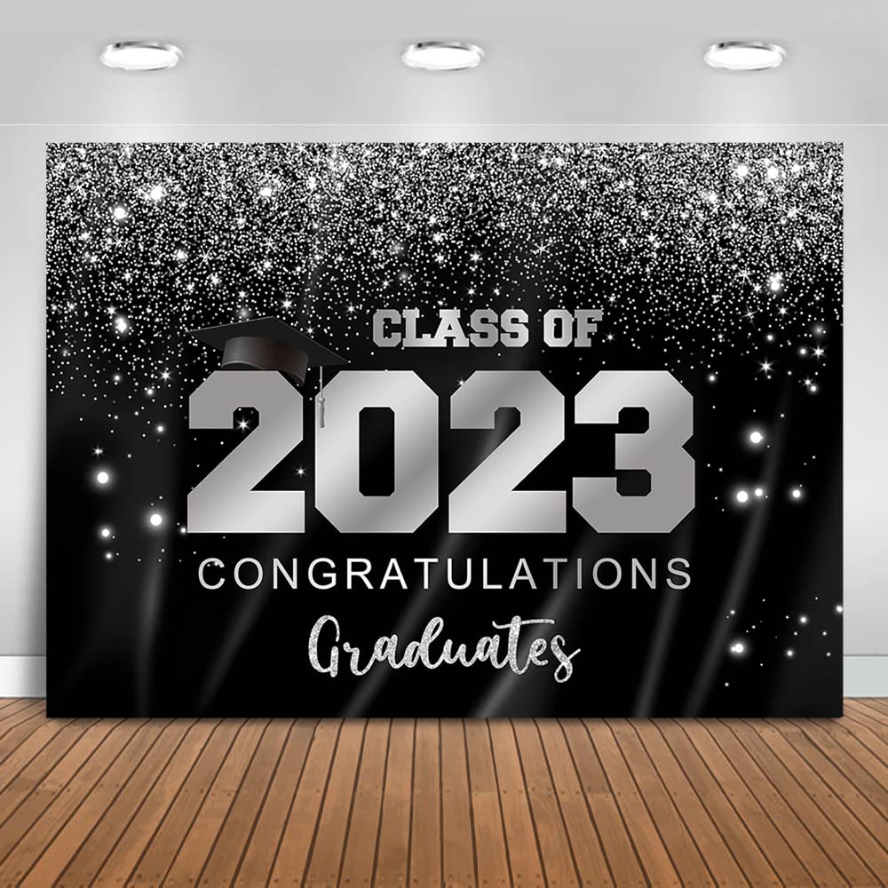 Buy Moca 2023 Graduation Party Backdrop Class of 2023 Black Silver ...