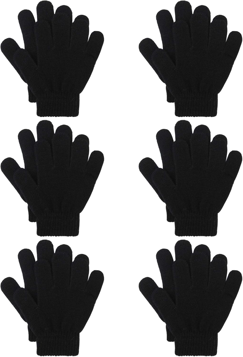 Amazon.com: Cooraby 6 Pairs Kids Knitted Magic Gloves Teens Warm Winter ...
