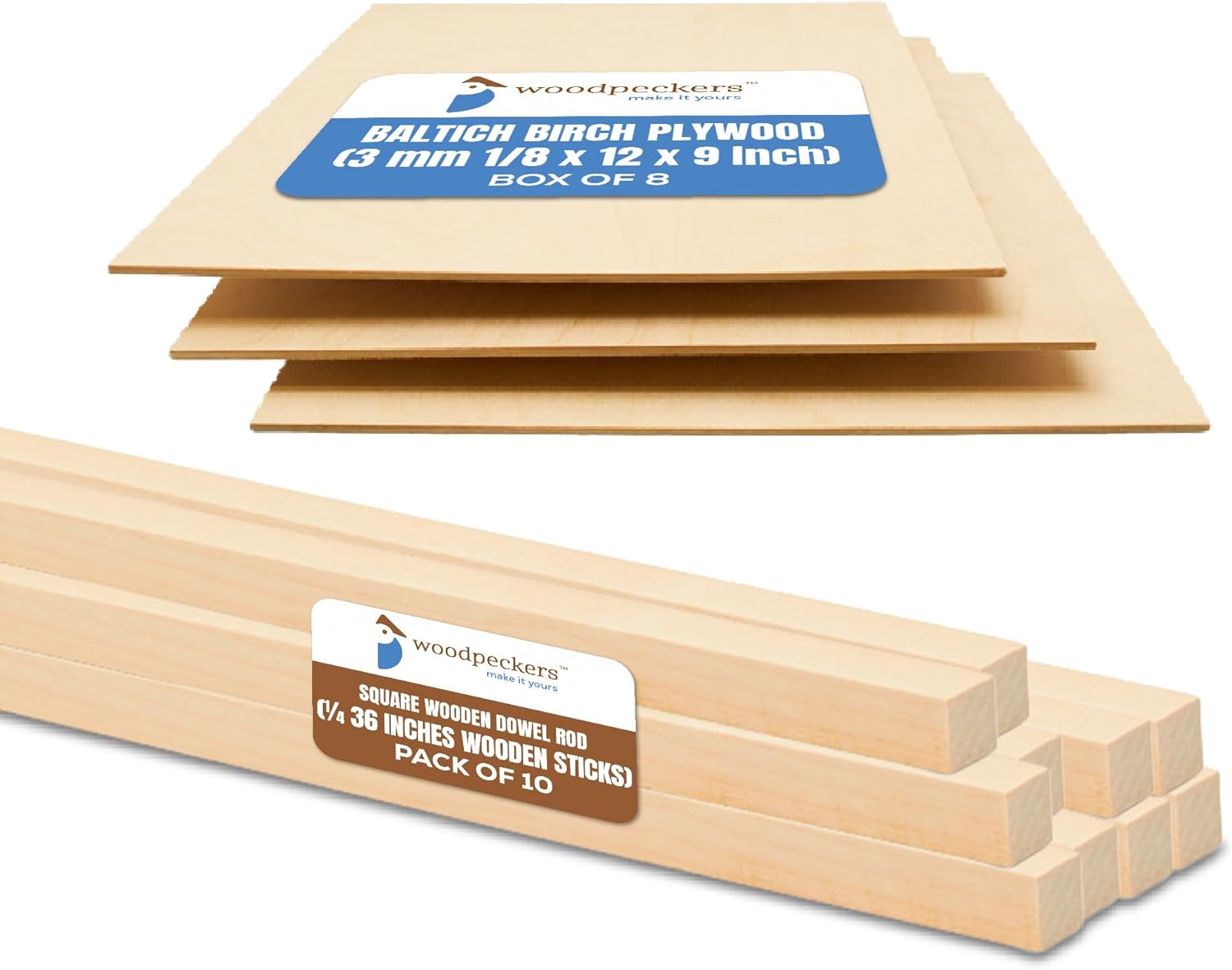 Amazon.com: Baltic Birch Plywood, 3 mm 1/8 x 12 x 9 Inch Box of 8 and ...