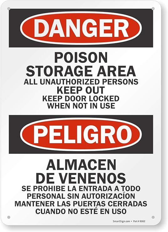 SmartSign-S-5977-AL-14 Danger - Poison Storage Area, Keep Out Bilingual ...