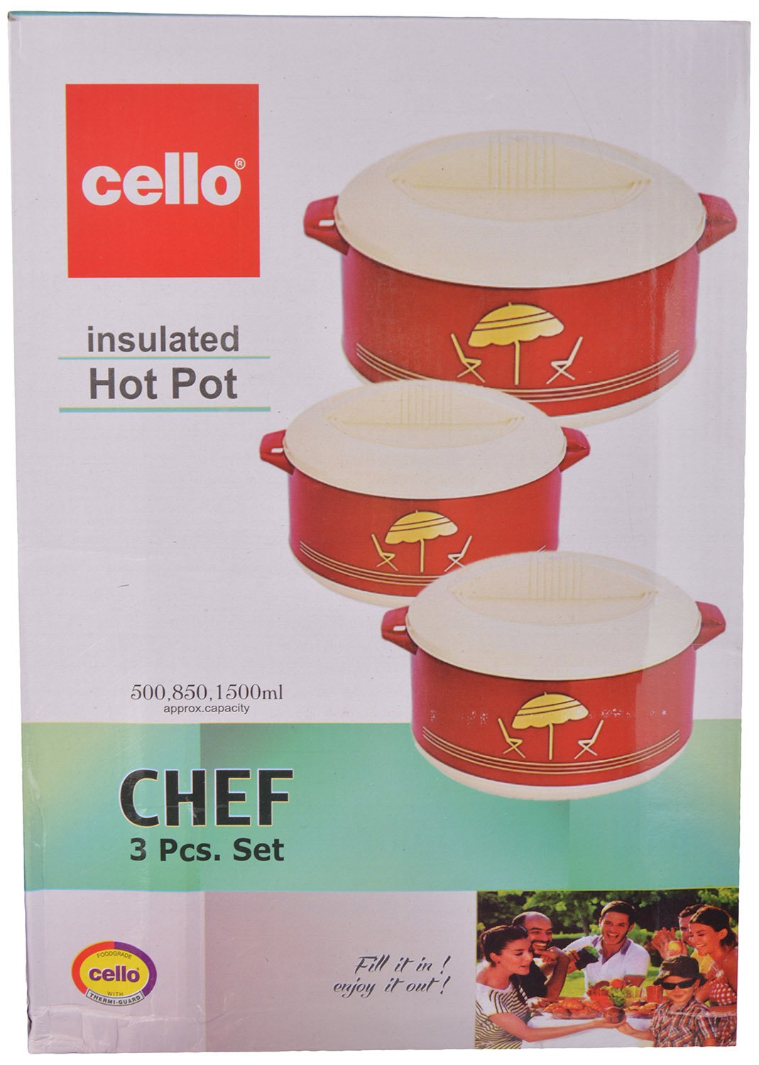 Buy Cello Chef 3 pcs Insulated Hot Pot Casserole Gift Set Maroon Online ...