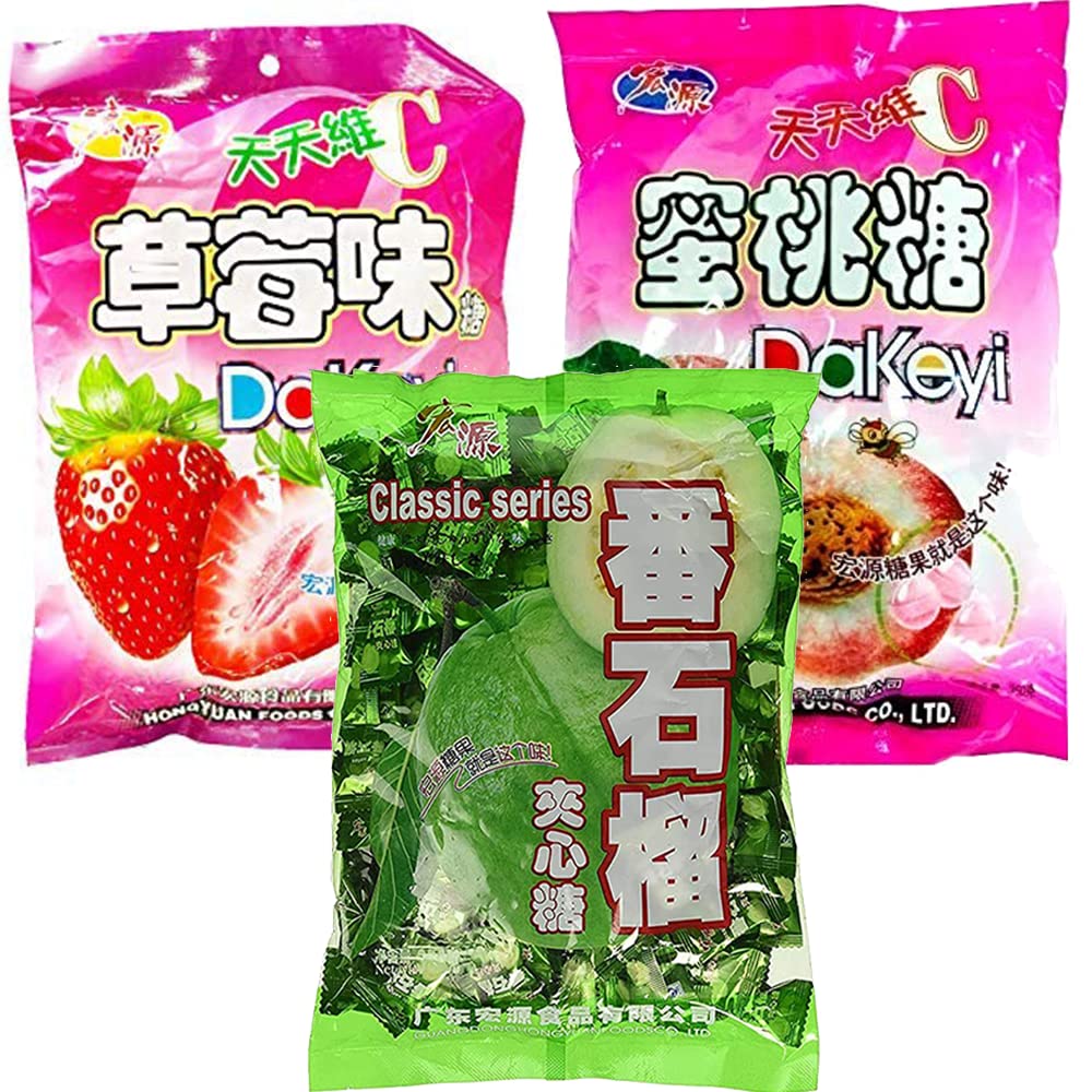 Amazon.com : Hong Yuan Strawberry,Peach,Guava,Classic Hard Candy ...