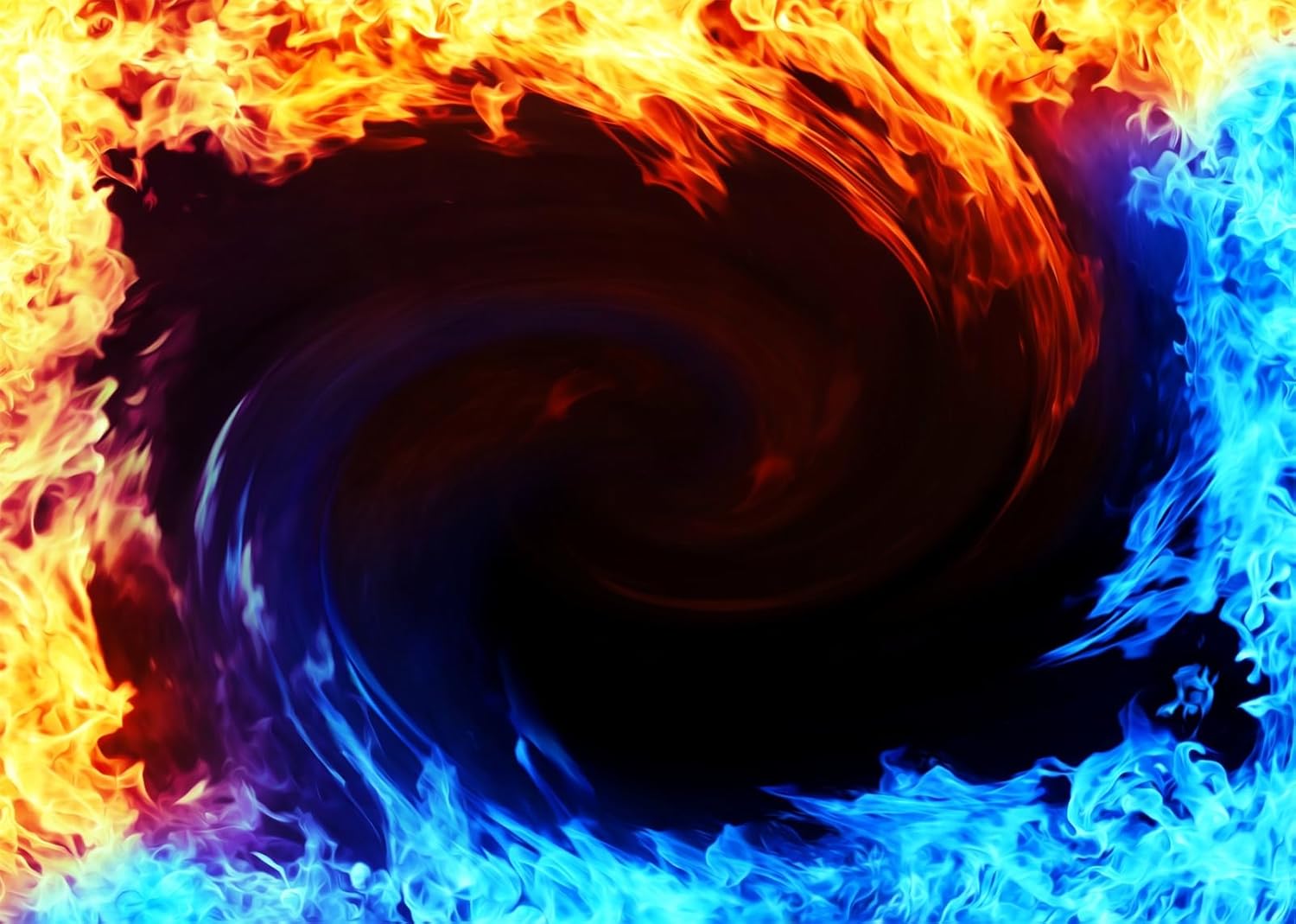 Amazon.com : Loccor 10x8ft Fabric Ice and Fire Backdrop Abstract Blue ...