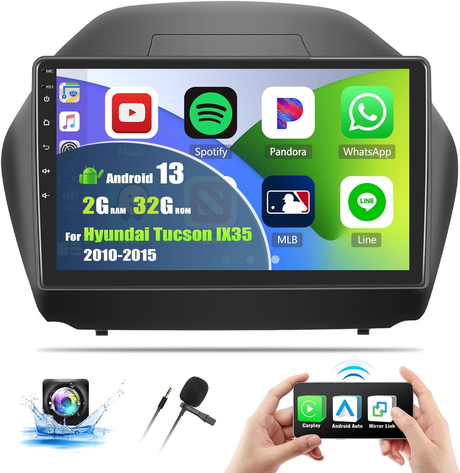 Amazon.com: (2+64G) for 2010-2015 Hyundai Tucson Android 13 Radio ...