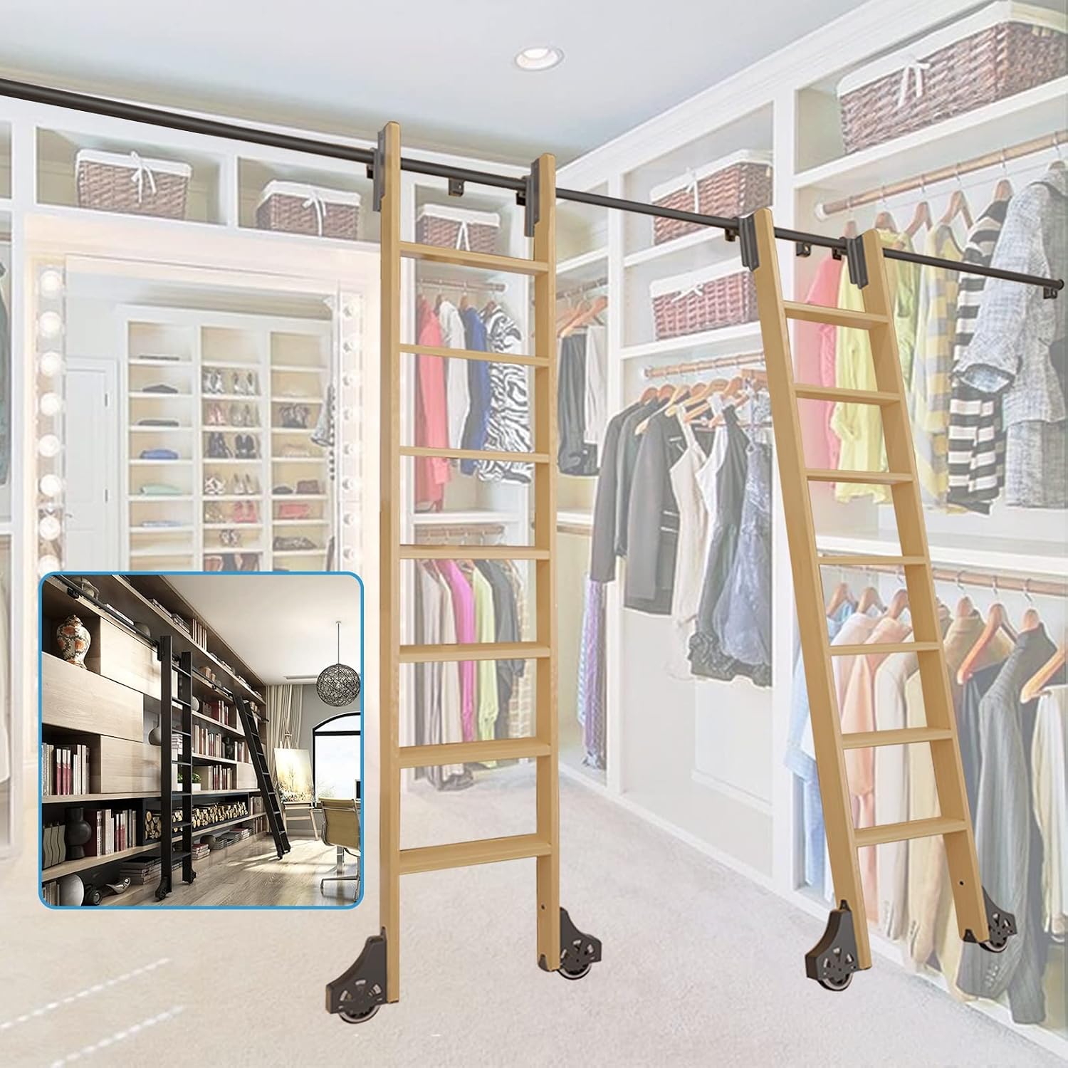 Amazon.com: Sliding Library Ladder Hardware (No Ladder) Sliding Ladder ...