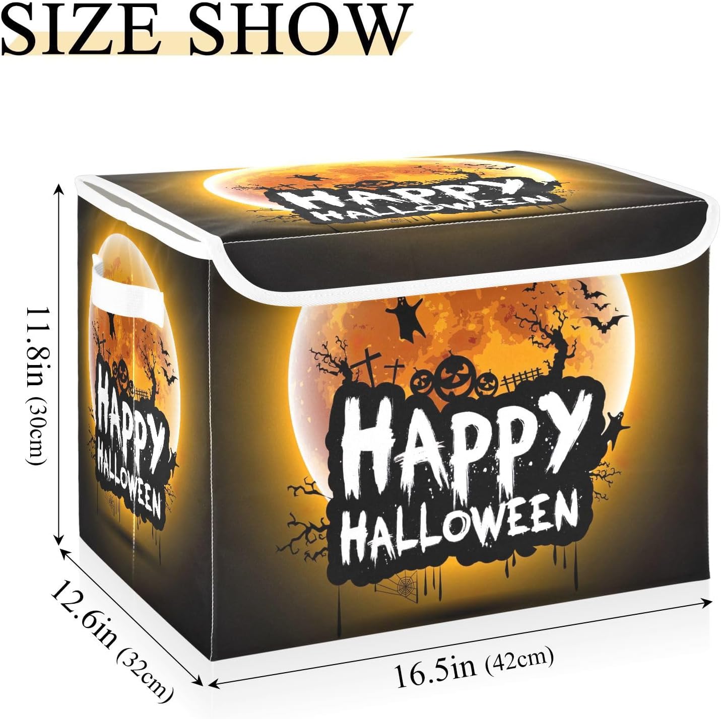 GAIGEO Happy Halloween Sign Theme Foldable Storage Cubes with Lids ...