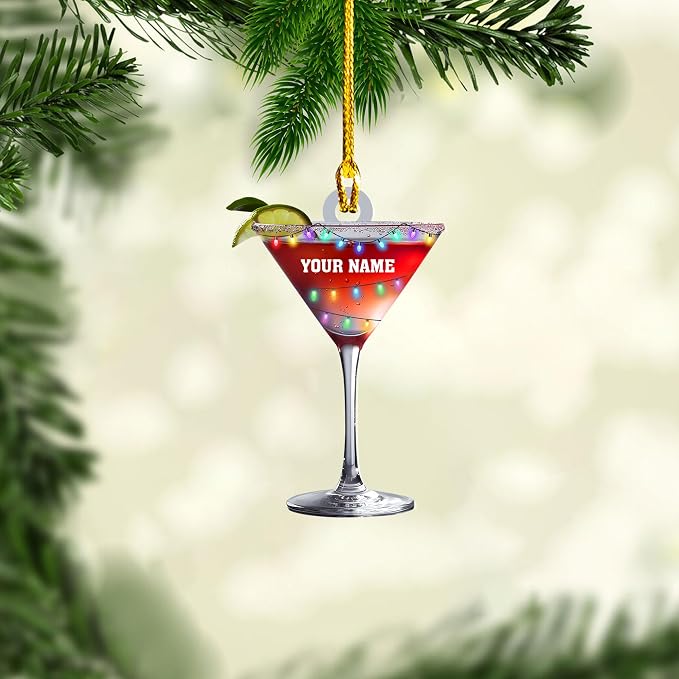 Amazon.com: Personalized Martini Wine Cocktail Glass Christmas Ornament ...