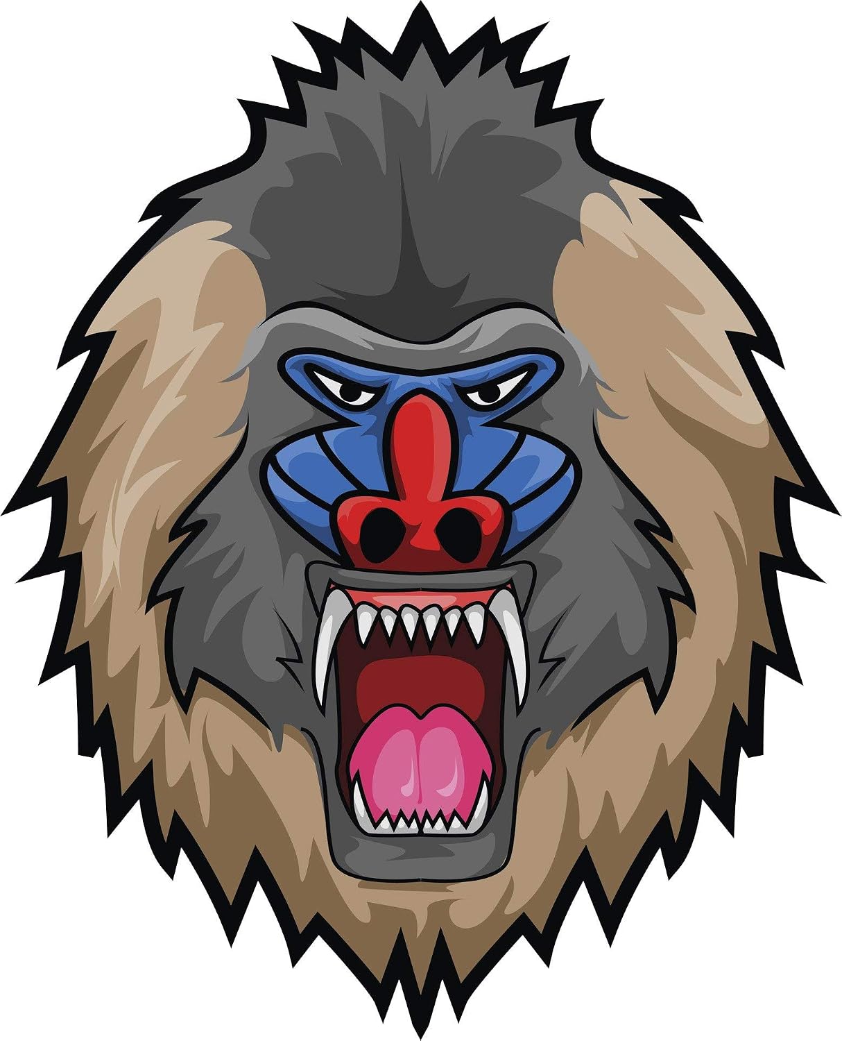 Amazon.com: Cool Angry African Baboon Cartoon Head Vinyl Decal Bumper ...