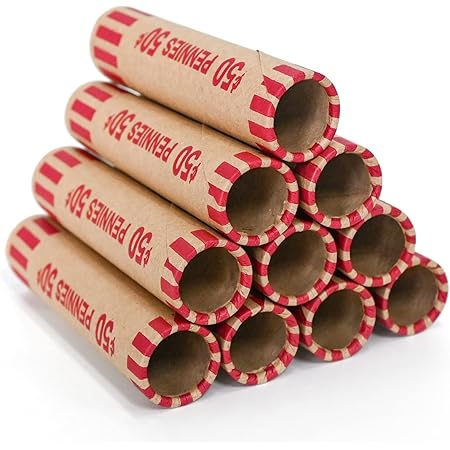 Amazon.com : L LIKED 100 PCS Preformed Coin Wrappers Rolls-Pennies ...