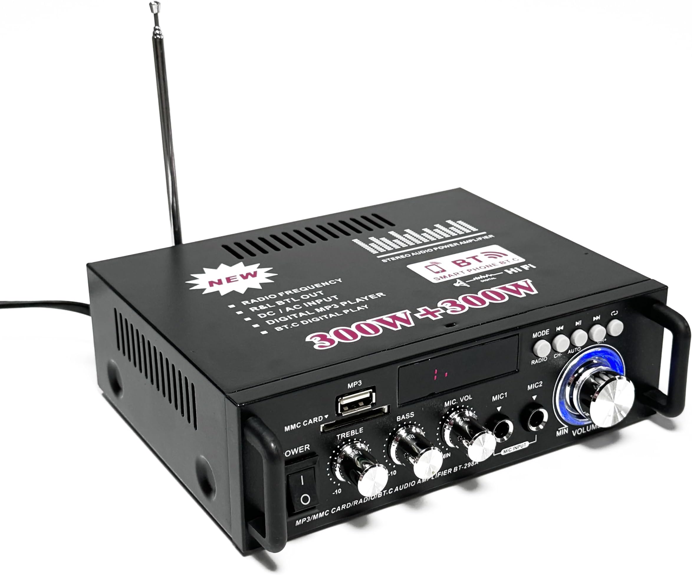 600W Amplifier, HiFi Audio Stereo BT Portable Radio for Car or Home ...