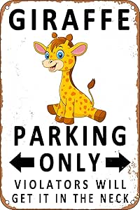 Amazon.com: HEBELYX Vintage Metal Tin Signs Giraffe Parking Only ...