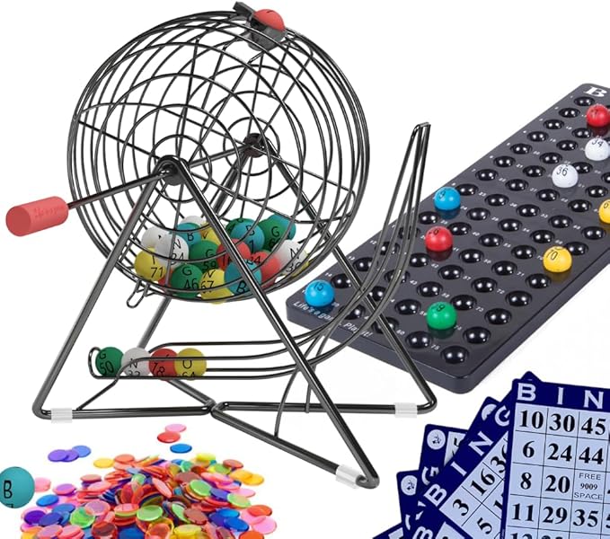Amazon.com : MR CHIPS 11" (Inch) Tall Professional Bingo Set with Steel ...