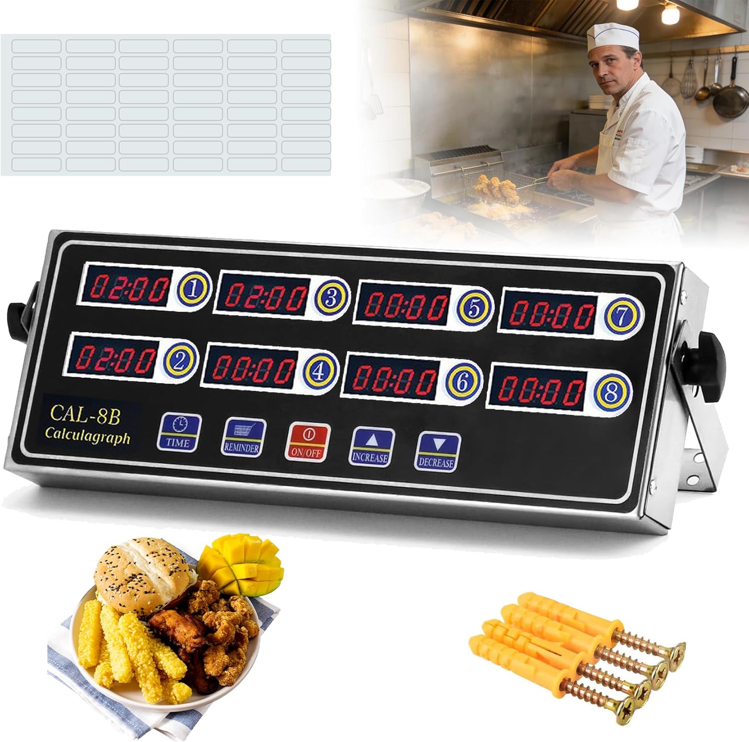 Amazon.com: Estleys 8-Channel Digital Kitchen Timer, Stainless Steel ...
