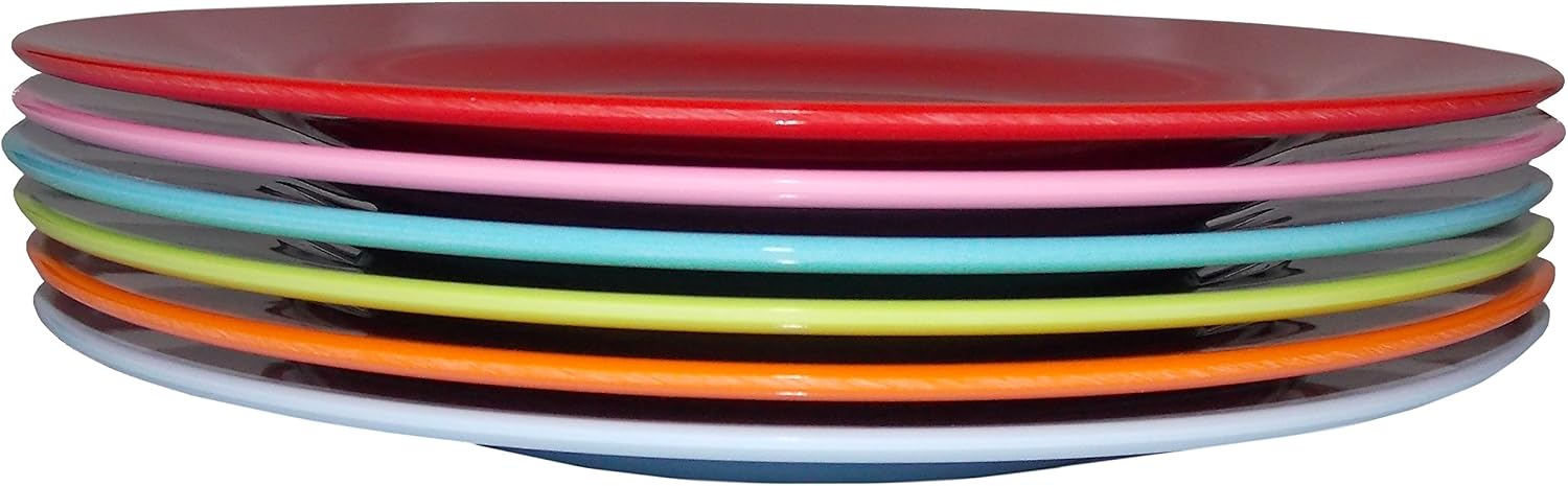 Amazon.com : Rice Melamine Round Side Plates in 6 Assorted Bright ...