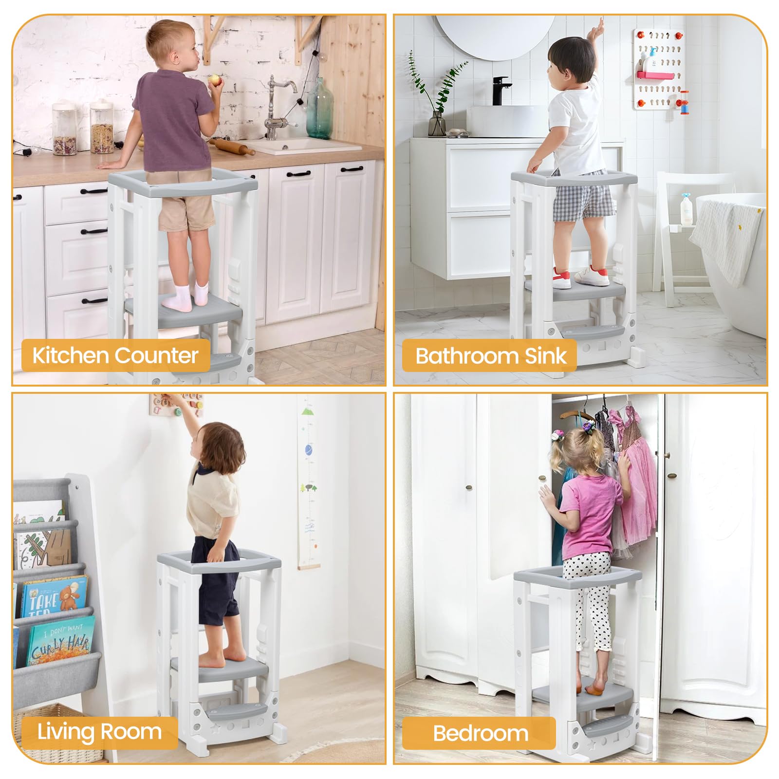 Snapklik.com : Toddler Tower Height Adjustable Step Stool For Kids ...